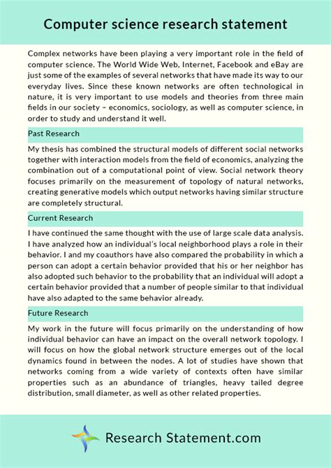 Computer Science Research Statement Sample By Researchstatement74 On