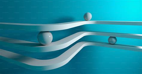 추상 기하학적 배경 파란색 벽 위의 곡선 차선에 세 개의 흰색 구가 있는 설치 3d 렌더링 그림 사진 Unsplash의