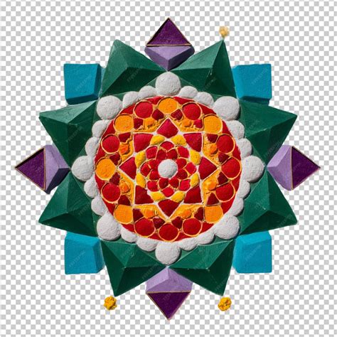 Premium Psd Rangoli Design With Geometric Shapes And Vibrant Colors