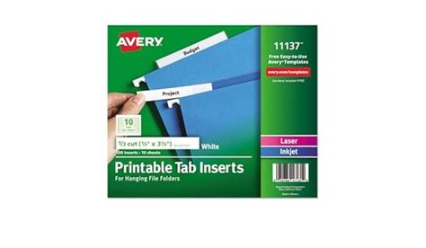 Avery 11137 Printable Tab Inserts