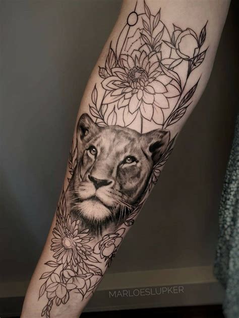 Lioness Sleeve Tattoo