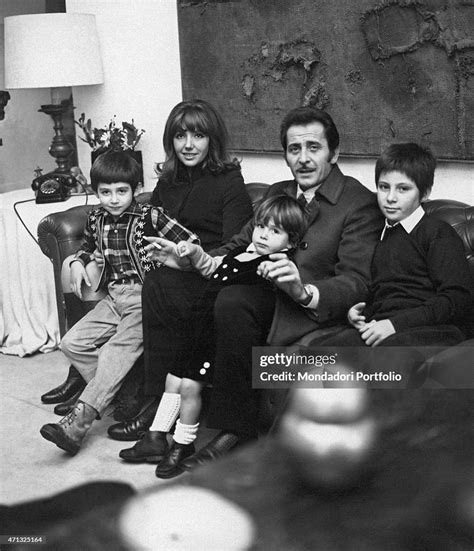 Italian Singer Songwriter And Actor Domenico Modugno Posing Seated On