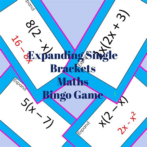 Expanding Single Brackets Algebra Maths Bingo Game Activity Made By