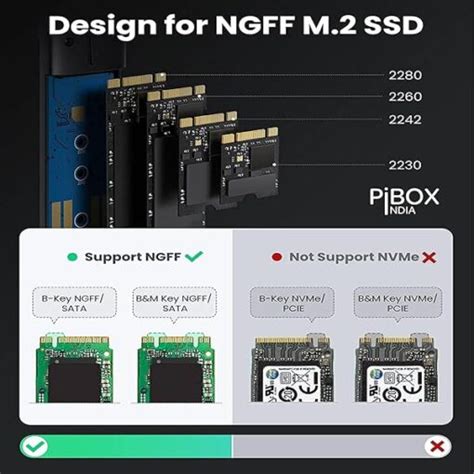NGFF M2 SATA Enclosure PiBOX India M 2 Enclosure For SATA NGFF SSD Aluminum Case USB 3 1 Gen 2