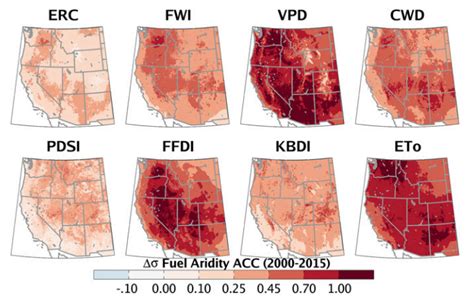 Map Increase In Mean Fuel Aridity Climate Signals