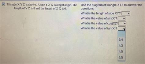 solved triangle x y z is shown angle y z x is a right angle the use