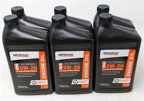 Generac A0001412874 5w20 Full Synthetic Engine Oil Quart