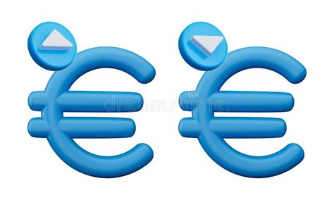 3d Simple Blue Euro Symbol Increase And Decrease Icon Isolated On White