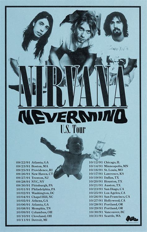 Nirvana 1991 Us Tour Nirvana Poster Music Poster Design Poster Prints