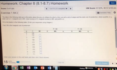 Homework Chapter 8 8 1 8 7 Homework Score 0 Pts
