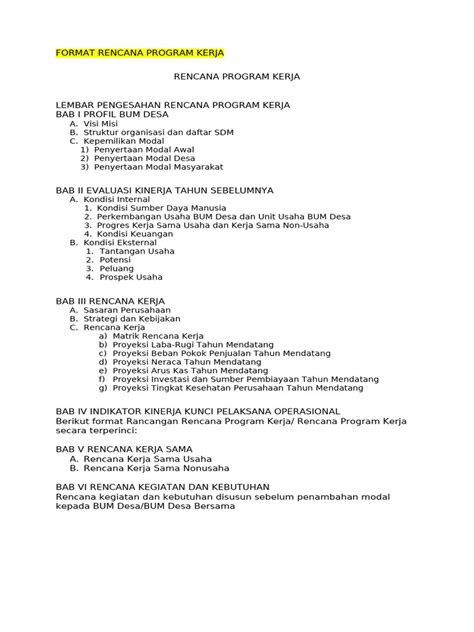 5 Format Rencana Kerja Pdf