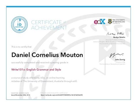 Write101x English Grammar And Style Certificate