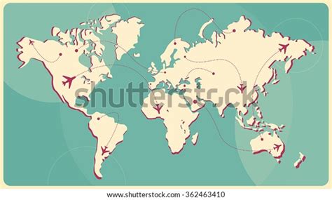 World Map Vector Flight Paths Stock Vector Royalty Free 362463410