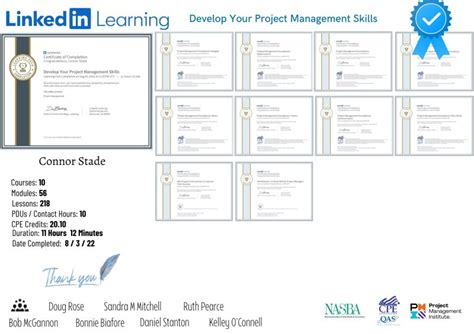 Connor Stade On Linkedin Pmi Nasba Thankyou Linkedin Learning