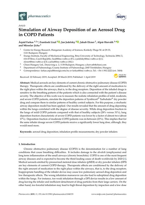 Pdf Simulation Of Airway Deposition Of An Aerosol Drug In Copd Patients