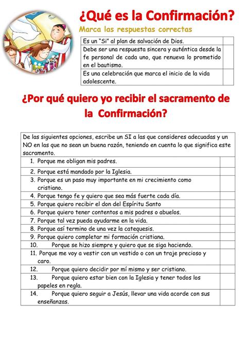¿qué Es La Confirmación Y Por Qué Quiero Confirmarme Worksheet
