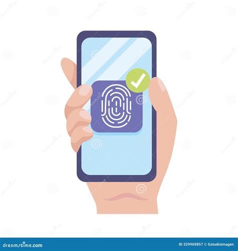 Electronic Fingerprint On Pass Scanning Phone Stock Illustration