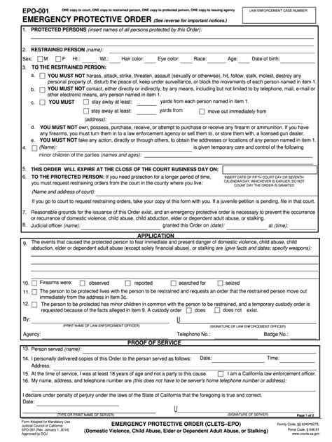 2014 Form Ca Epo 001 Blank Fillable Template Fill Out Print