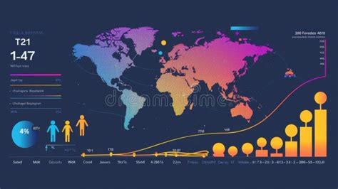 Global Economic Data Visualization On World Map With Graphs Stock