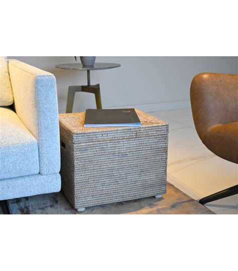 Safety Deposit Box Reinforcements Wood Sib Rattan White Brushed