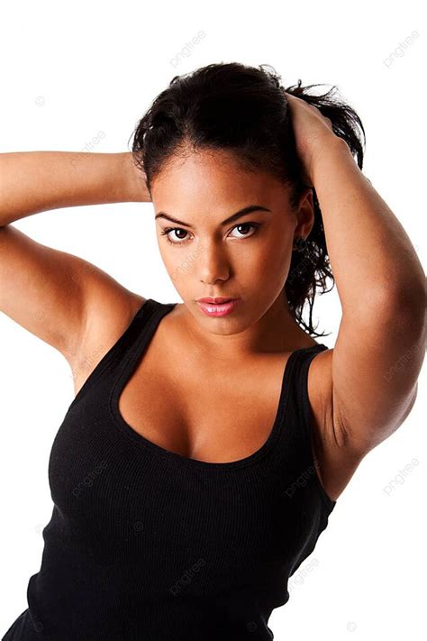 Beautiful Hispanic Woman Cleavage White Pull Photo Background And
