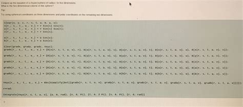 I Need To Find A Formula For A Sphere In Five Dimensions A Tip Is