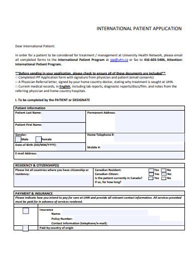 Free 14 Patient Application Samples In Ms Word Pdf