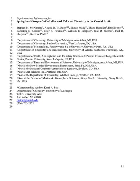 Pdf Springtimenitrogen Oxide Influenced Chlorine Chemistryin The