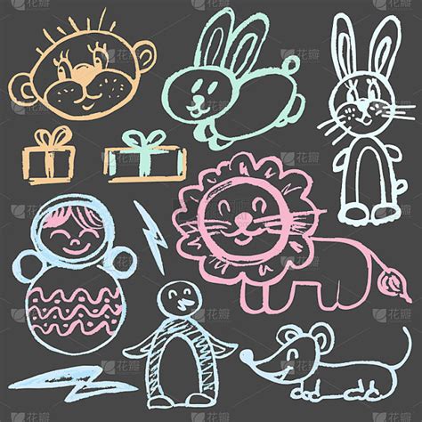 用蜡笔画的幼稚可爱的图画