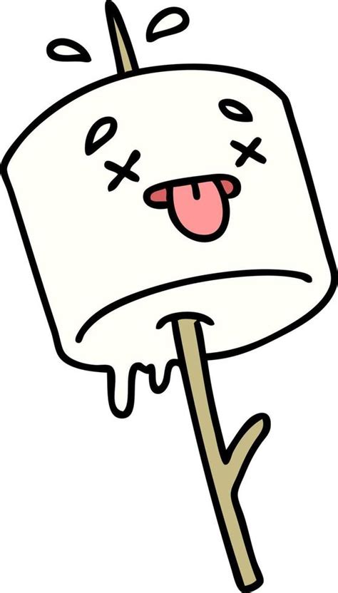 Cartoon Marshmallow Impaled On A Campfire Stick 12262398 Vector Art At Vecteezy