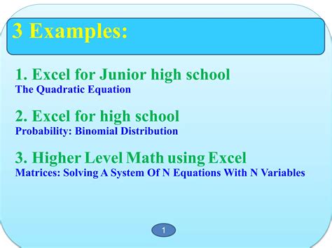 Excel To The Rescue How To Use Excel In High School Math PPTX