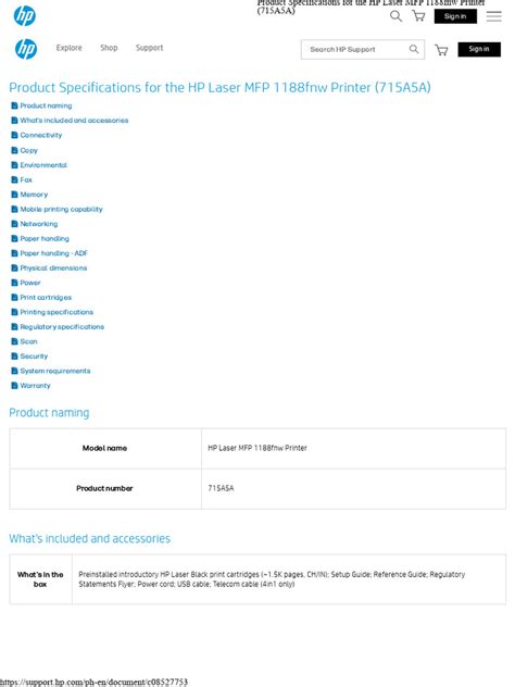 Hp Laser Mfp 1188fnw Printer 715a5a Hp® Support1 Pdf Printer