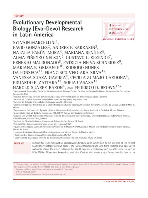 Pdf Evolutionary Developmental Biology Evo Devo Research In Latin America