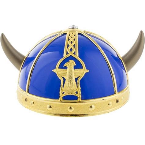 Gallier Vikingen Verkleed Helm Met Hoorns Blauw Carnaval Verkleed