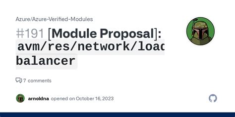 Module Proposal `avmresnetworkload Balancer` · Issue 191 · Azureazure Verified Modules