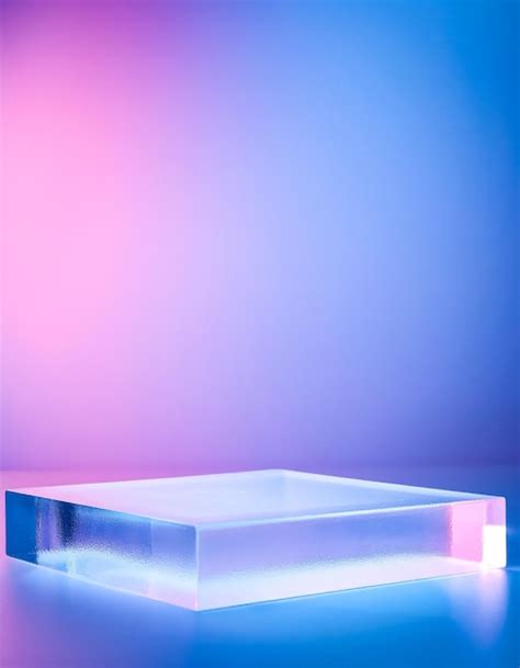 Glass Cube On Neon Gradient Background Premium Ai Generated Image