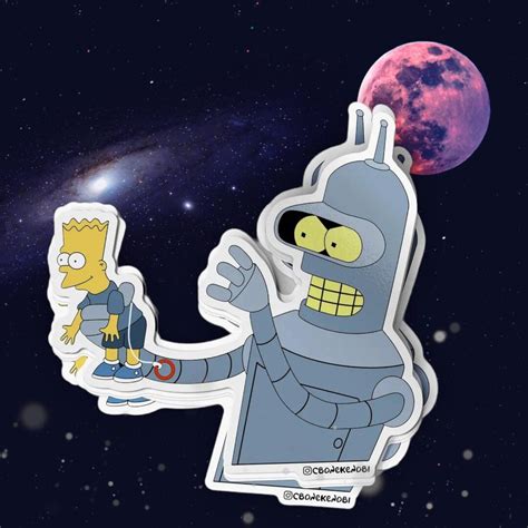 Bender With Bart Doll Sticker Etsy