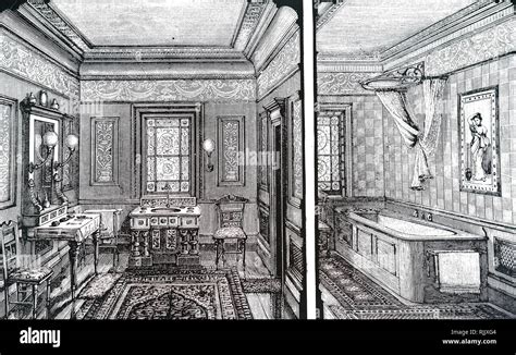 Une Gravure Représentant Une Salle De Bains Et Wc Combiné Conçu Par