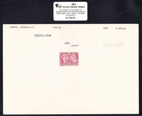 Canada 61 Plate Proof Index Copy Deveney Stamps