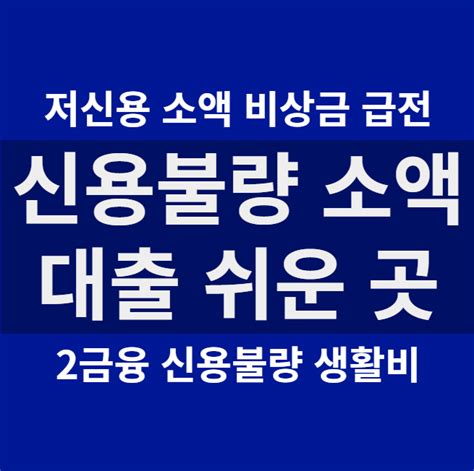 신용불량 소액대출 가능한 곳 국가지원 우대금리 신용회복 직장인