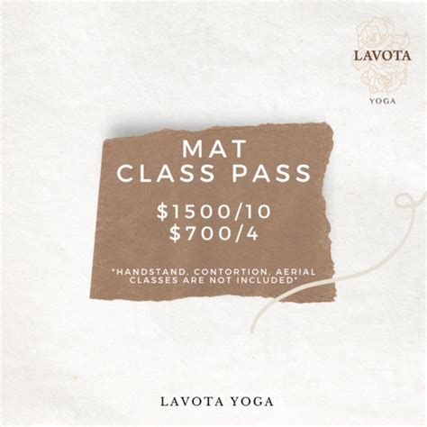 4堂 Mat Class Pass Lavota Yoga