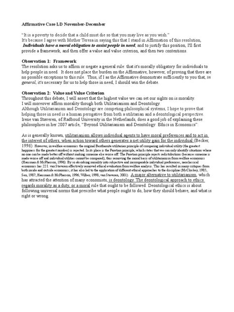 Aff Ld Case Nov Dec Pdf Utilitarianism Altruism