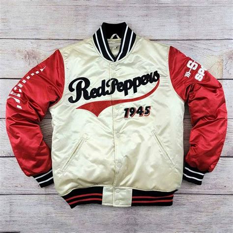 Full Snap Satin Red And White Red Pepper Jacket Jacket Makers