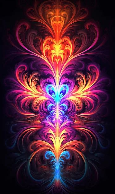 Premium Ai Image Bright Neon Fractals Of The Fractal Mind Generative Ai