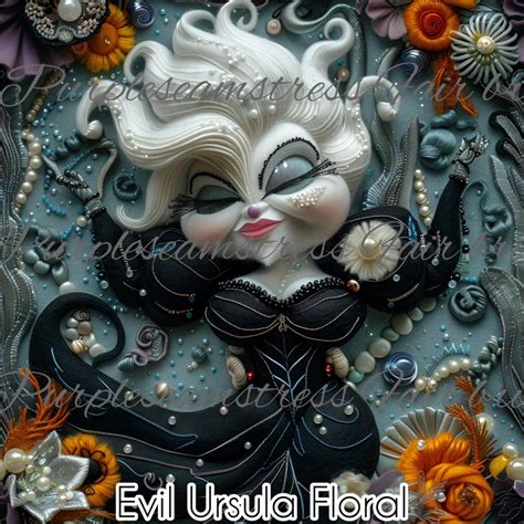 3d Evil Ursula Floral Purpleseamstress Fabric