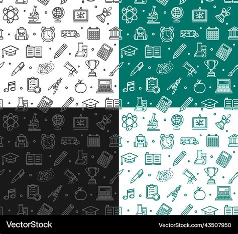 School Seamless Pattern Background Set Royalty Free Vector