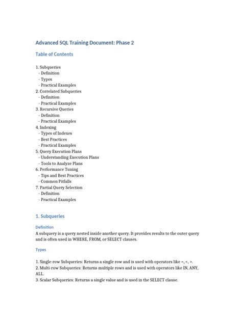 advanced sql training phase2 pdf database index data management