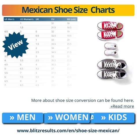 Mexico Size Chart Shoes
