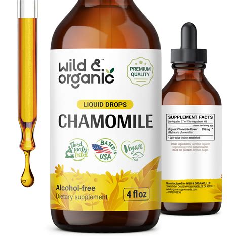 Wild And Organic Chamomile Flowers Tincture Calming Supplement For Relaxation