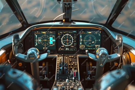 Cockpit Of A Cockpit With The Cockpit Control Panel And Cockpit Control Panel Premium Ai